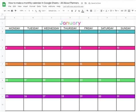 Calendar Template In Google Docs