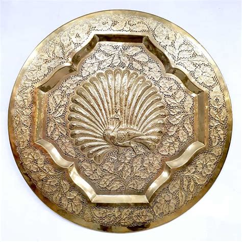 Vintage Brass Peacock Wall Art 1960s 95630