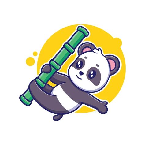 可爱的熊猫拿着竹子卡通画 图库矢量图©arinalyusuf06 661194448