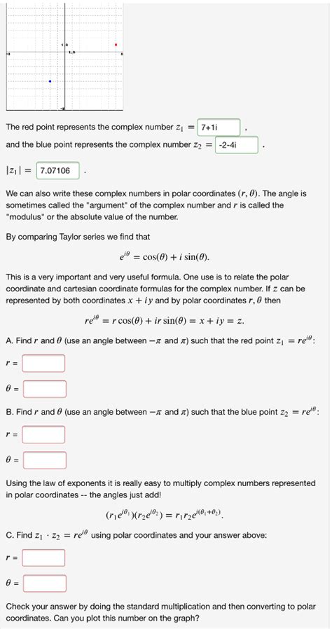 Solved The Red Point Represents The Complex Number Zı 711