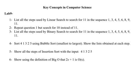 Solved Key Concepts In Computer Science Lab9 1 List All
