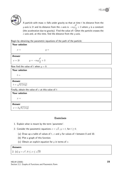 Helm Workbook Section 22 Graphs Of Functions And Parametric Form Fill Out Sign Online And