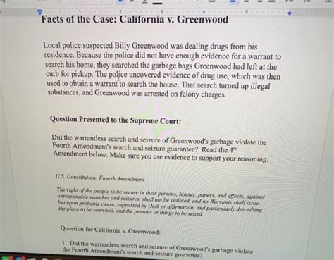 Solved Facts Of The Case California V Greenwood