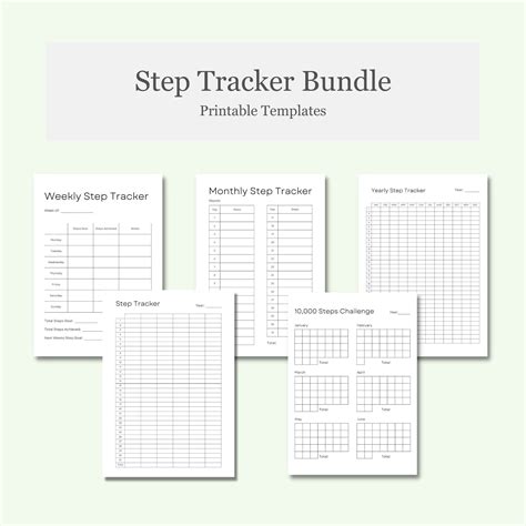 Step Tracker Printable Template Bundle Step Log Walking Journal Daily Step Chart Weekly Step