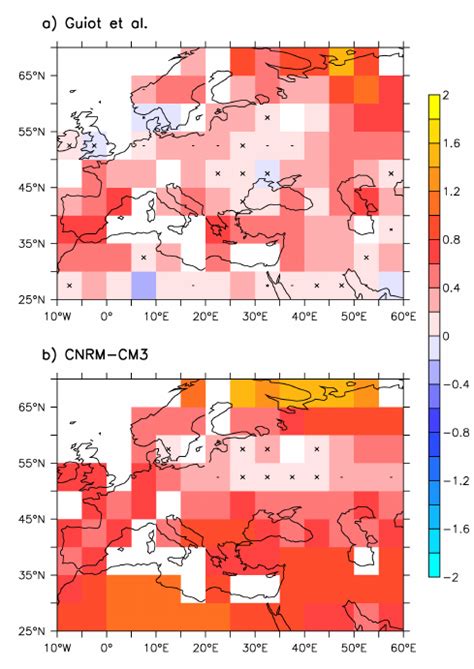 a spatial regression of the summer temperature from guiot figure et