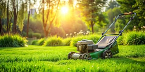 Lawn Mower Cutting Green Grass Mowing Mow Landscaping Backyard Mower Ai