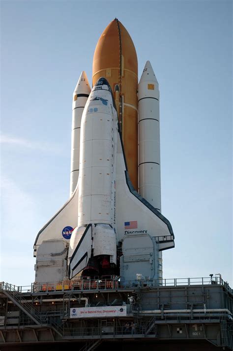 Kennedy Space Center Fla Space Shuttle Discovery Atop A Mobile