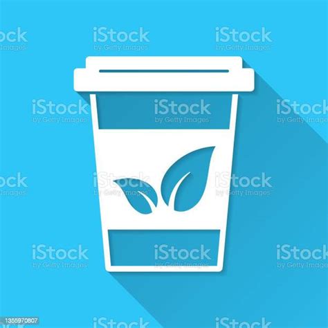 일회용 차 한 잔 파란색 배경아이콘 긴 그림자가 있는 플랫 디자인 3차원 형태에 대한 스톡 벡터 아트 및 기타 이미지 3차원 형태 개념 그림자 Istock