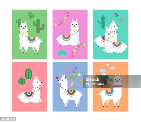귀여운 라마 알파카 선인장 일러스트로 유아반 디자인 포스터 인사말 생일 카드 알파카에 대한 스톡 벡터 아트 및 기타 이미지 알파카 라마 패턴 Istock