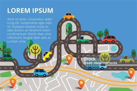 與景觀 道路和城市地圖的彩色背景頂視圖向量圖形及更多信息圖形圖片 信息圖形 汽車 樹 Istock