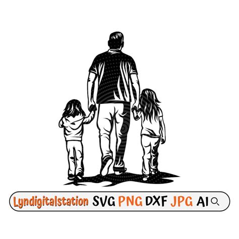Father And Daughters Svg Dad Life Clipart Dad With 2 Daughters Cut File Daddys Girls