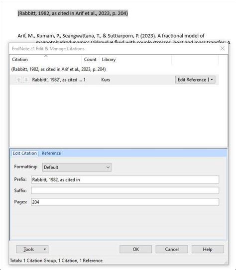 How To Insert And Edit Secondary Citations Or Indirect Citations In