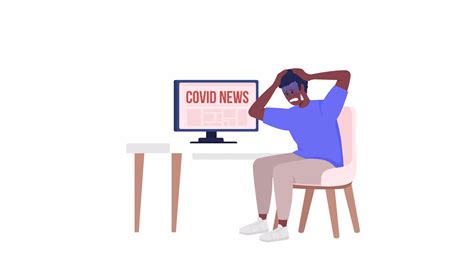 Animated Reading News Character Panic Anxiety Covid Spread Rate Full