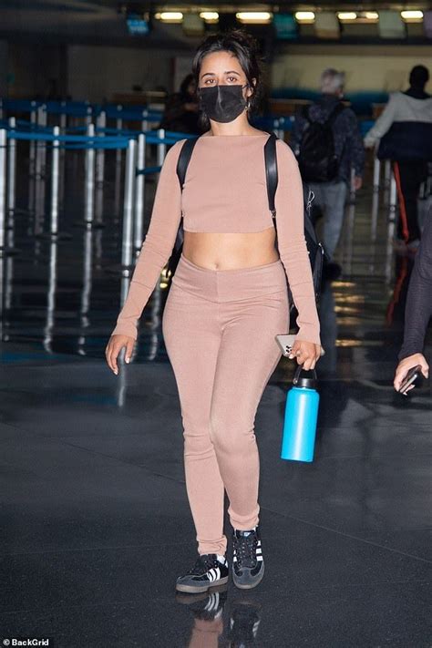 Camila Cabello Shows Off Her Toned Abs In Dusky Pink Sportswear