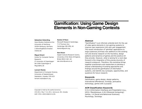 Pdf Gamification Using Game Design Elements In Non Gaming Contexts