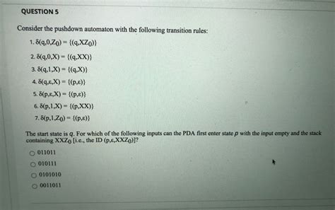 solved question 5 consider the pushdown automaton with the