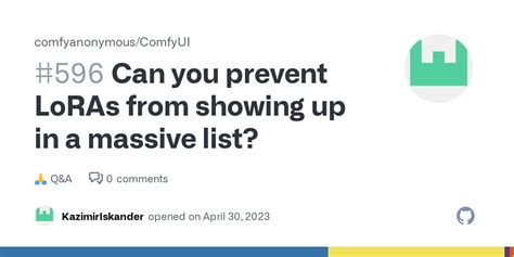 Can You Prevent Loras From Showing Up In A Massive List