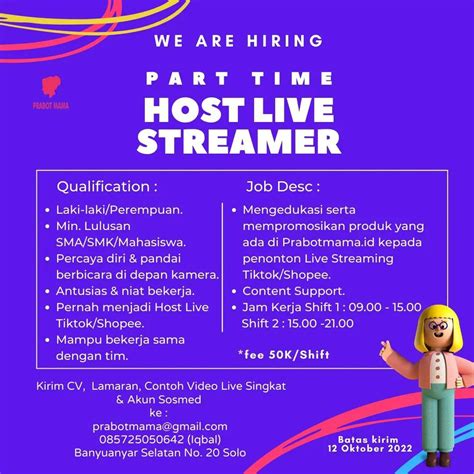 Lowongan Kerja Oktober Host Live Streaming Prabot Mama Di Solo INFO LOKER SOLO