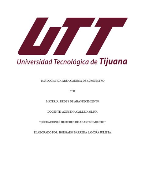 Operaciones De Redes De Abastecimiento Pdf Logística Cadena De