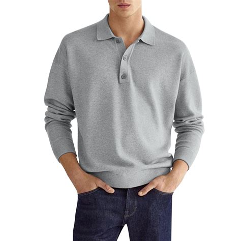 Kalistore Mens Slim Fit Polo Shirts Mens Long Sleeve Polo Shirts