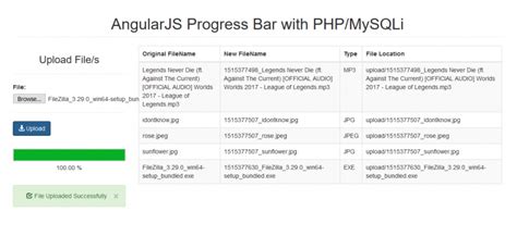 AngularJS Progress Bar With PHP MySQLi Free Source Code