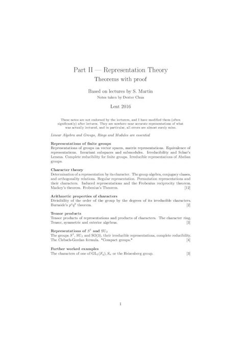 Pdf Part Ii Representation Theory€¦ · 3 Complete Reducibility And