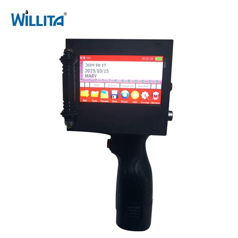 휴대용 핸드 헬드 감열식 잉크젯 프린터 508mm Qr 바 배치 코드 일련 번호 로고 만료 날짜 라벨프린터
