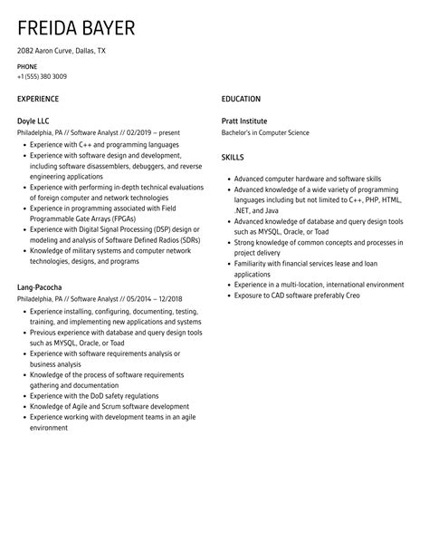 Software Analyst Resume Samples Velvet Jobs