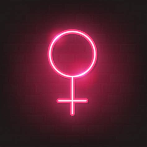 Ilustración De Vector De Signo De Neón Femenino Rosa Vector Premium