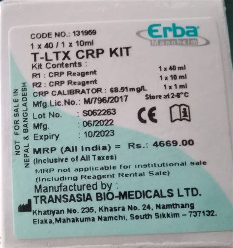 Erba T Ltx Crp Reagent Kit At Best Price In Lucknow By Ranjana