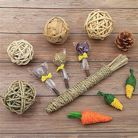 Lot de 12 jouets à mâcher naturels pour lapin cochon d Inde