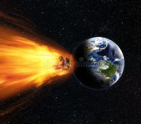 Asteroid On A Collision Course With Earth Stock Illustration