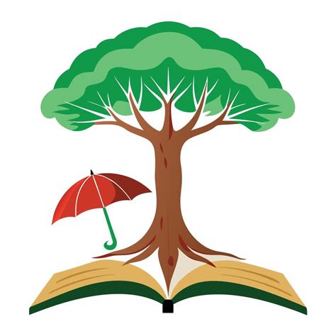 Designed Tree Umbrella Canopy And Open Book Roots 60317421 Vector Art