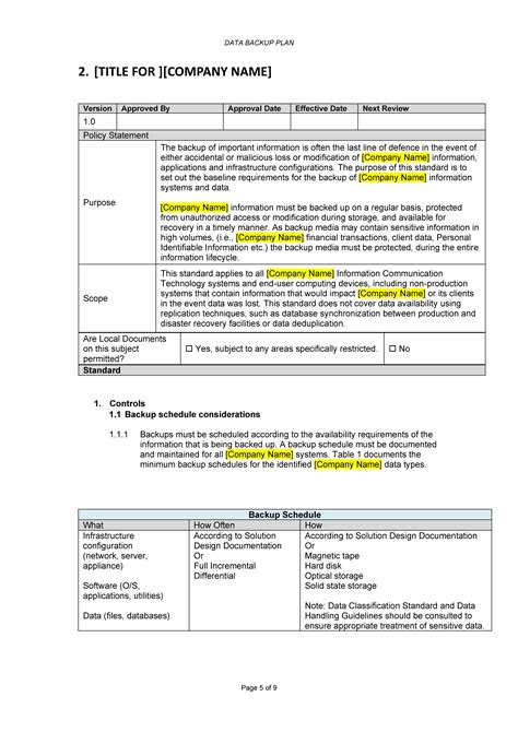 Backup Strategy Template