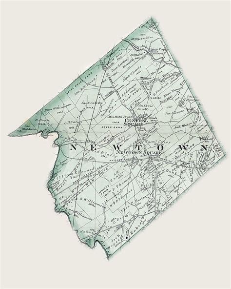 1876 Map Of Newtown Township Delaware County Pa Etsy