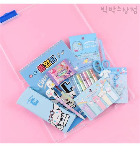 산리오 실속만점 문구세트 1p 캐릭터 시나모롤 쿠로미 초등학생 단체선물 학용품 팬시 종합문구 종합장 키링 형 티몬