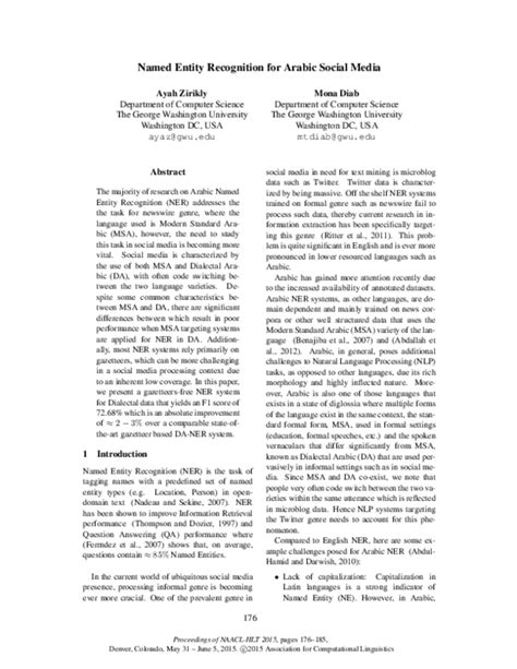 pdf named entity recognition for arabic social media