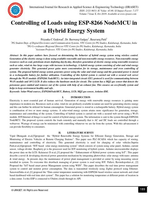 Controlling Of Loads Using Esp 8266 Node 1 Pdf Internet Of Things Wireless Sensor Network