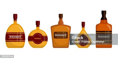 Ilustración De Conjunto De Diferentes Botellas De Whisky En Estilo De