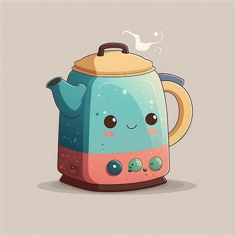 Premium Photo Cute Kettle Digital Art Style Colorful Cartoon