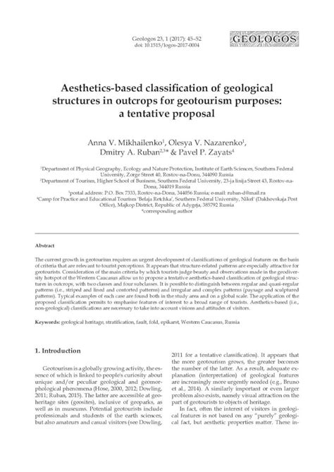 Pdf Aesthetics Based Classification Of Geological Structures Aesthetics Based