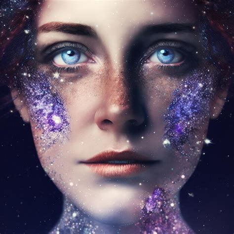 Premium Photo Ravishing Girl Portrait Face Merge With Galaxy In
