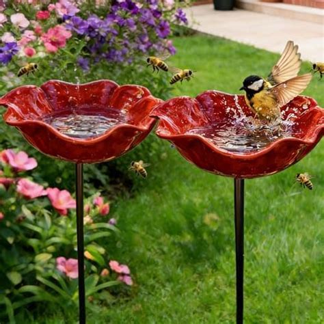 2026 New Handmade Metal Flower Garden Stake Bee Bath