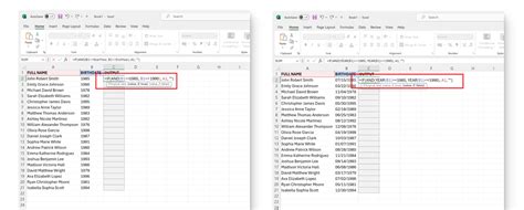 How To Extract Names From Cells Based On Birthdate In Excel