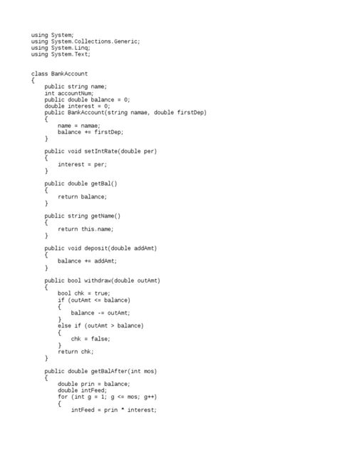 bank operations using c pdf c sharp programming language