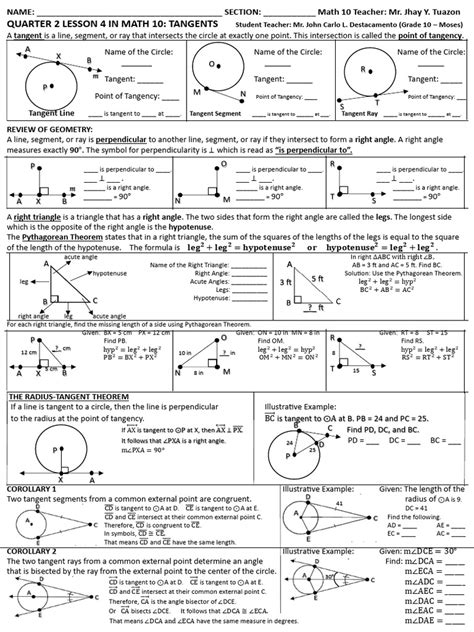 quarter 2 lesson 4 in math 10 tangents pdf perpendicular triangle