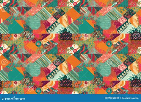 Fabric Mock Up Design With Patchwork Details Created With Generative