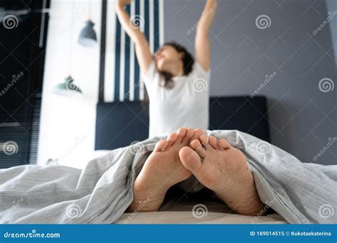 Beautiful Girl Wakes Up In A Good Mood In A Stylish Apartment View