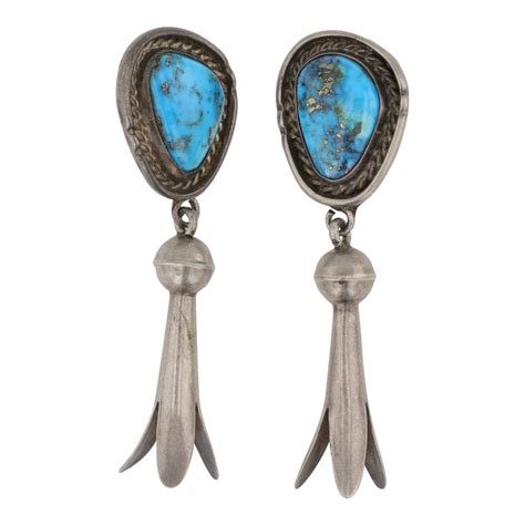 Lot Vintage Navajo Morenci Turquoise Blossom Earrings
