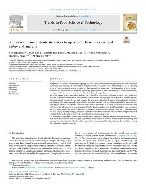Pdf A Review Of Nanophotonic Structures In Optofluidic Biosensors For